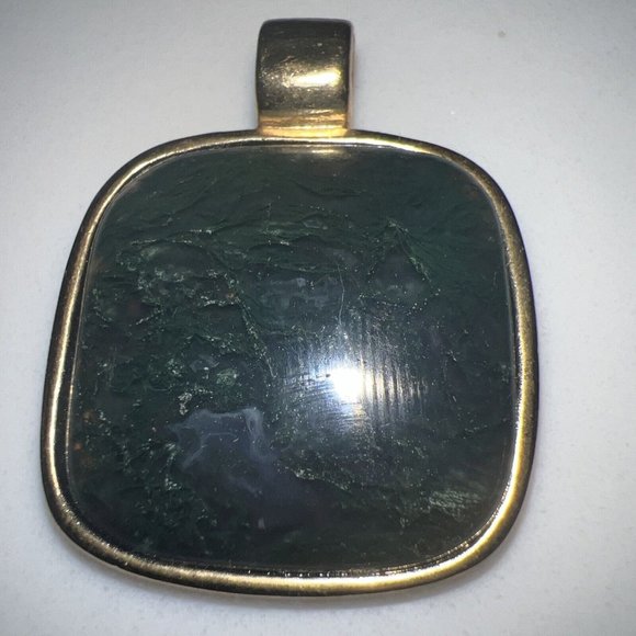 Unbranded | Jewelry | Vintage Green Mose Agate Pendant Signed Roman ...